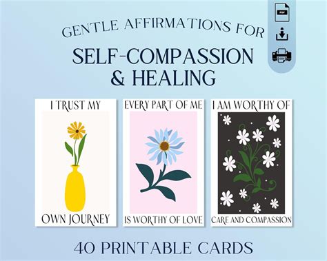 Self Compassion Affirmation Cards Printable Mental Health And Self Care