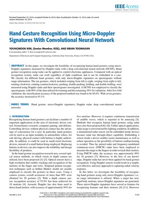 Pdf Hand Gesture Recognition Using Micro Doppler Signatures With