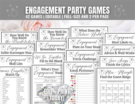 Engagement Party Games Bundle 42 Editable Printable Games Pdf Canva