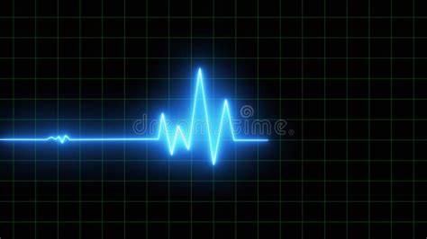 Heartbeat Monitor Ekg Cardiogram Animation Blue Chart Neon Effect
