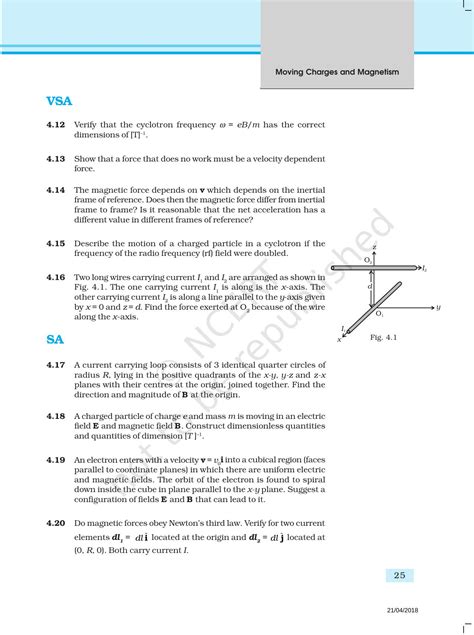 Ncert Exemplar Book For Class 12 Physics Chapter 4 Moving Charges And