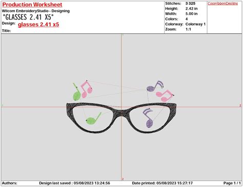 Music Notes Glasses Embroidery Machine Design Multi Formats Etsy
