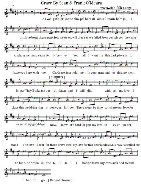 Grace Tin Whistle Notes And Sheet Music Irish Folk Songs