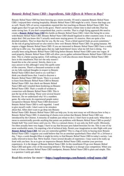 Botanic Releaf Nano Cbd Warnings Benefits And Side Effects