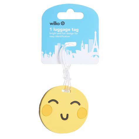 Wilko Luggage Tag Emojis Assorted Wilko