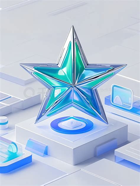 金属质感ai数字艺术 四角星 3d膨胀风电商平台大促营销元素3d渲染未来科技感五角星金属质感渐变插画 Ai立体元素免费下载 Png格式