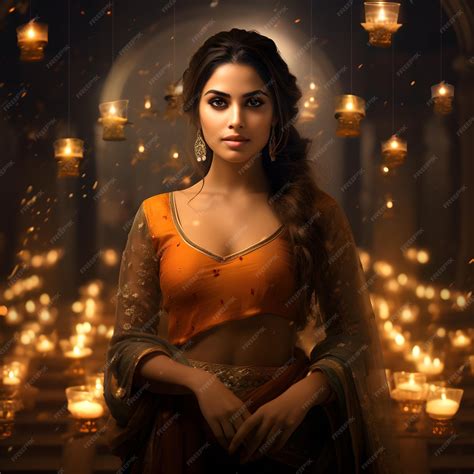Premium Ai Image Pretty Indian Young Women Lightening Deepa For Diwali Celebration Ai Generated