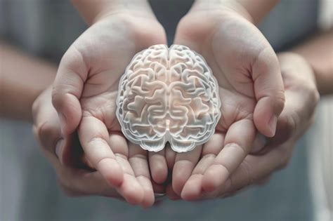 Premium Photo Hands Holding Brain Cutout For Mental Health Awareness