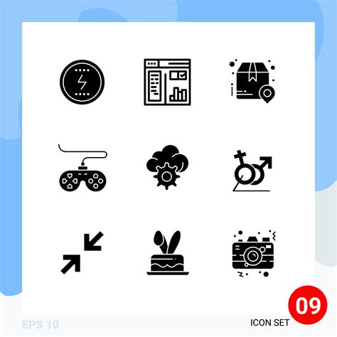 Set Of 9 Modern Ui Icons Symbols Signs For Joystick Device Web Controller Place Editable Vector