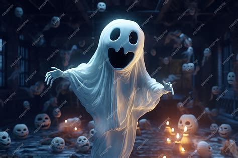 Premium Ai Image Levitating Ghost In A White Sheet In A House With