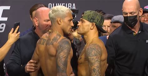 Charles Oliveira Vs Dustin Poirier Staredown Video From Ufc 269 Weigh