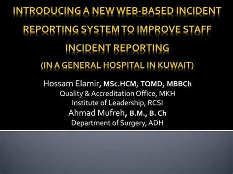 Occurrence Variance Report Ppt First Aid Injuries