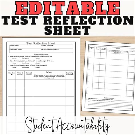 Test Reflection Test Correction Questions Sheet Student