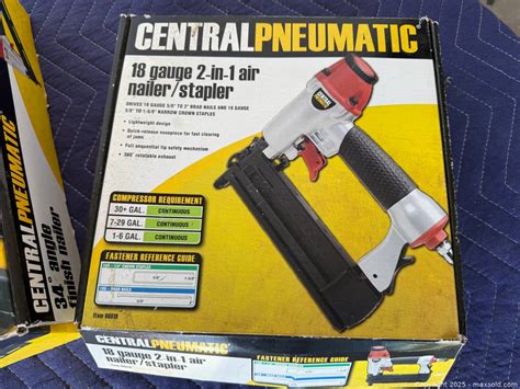 Central Pneumatic 34° Finish Nailer And 18 Gauge 2 In 1 Air Nailer Stapler With Nails Maxsold