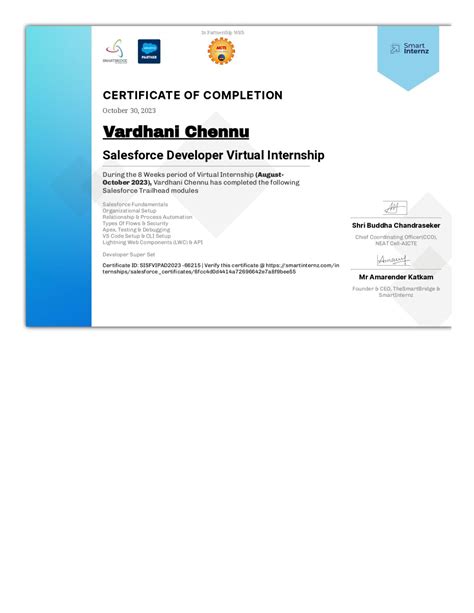 Vardhani Chennu On Linkedin Salesforcedeveloper Smartinternz Aicte