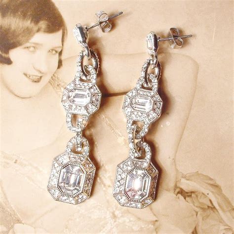 Vintage Graziano Art Deco Rhinestone Earrings 1920s Gem