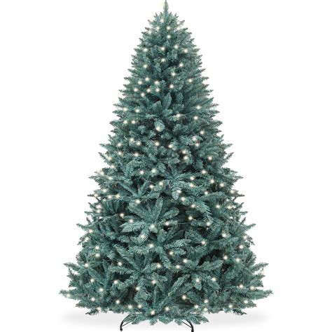 Pre Lit Blue Spruce Christmas Tree W Foldable Base Incandescent Ligh