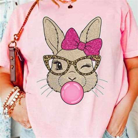 Easter Bunny Bubblegum Png Leopard Print Glasses Pink Glitter Bow