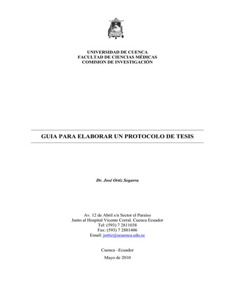 Guia Para Elaborar Un Protocolo De Tesis