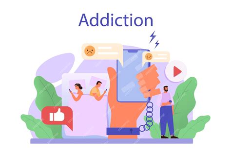 Concepto De Adicción Ilustración Del Concepto De Adicción Al Teléfono
