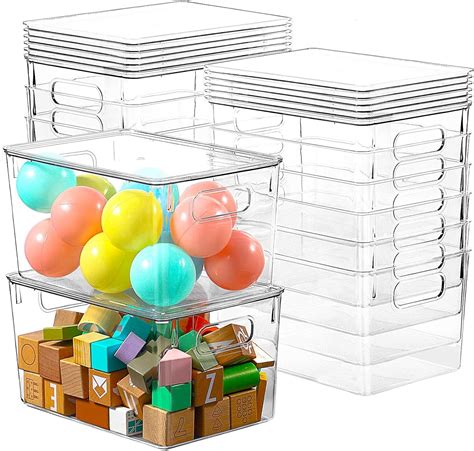 12 Pack Clear Storage Bins With Lids 7 Quart Stackable Storage Boxes