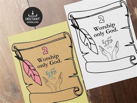 Ten Commandments Flash Card Printable Bible Activity Etsy
