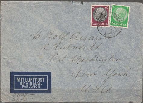 Germany And Colonies German Reich Cover To Usa Censored Back Look