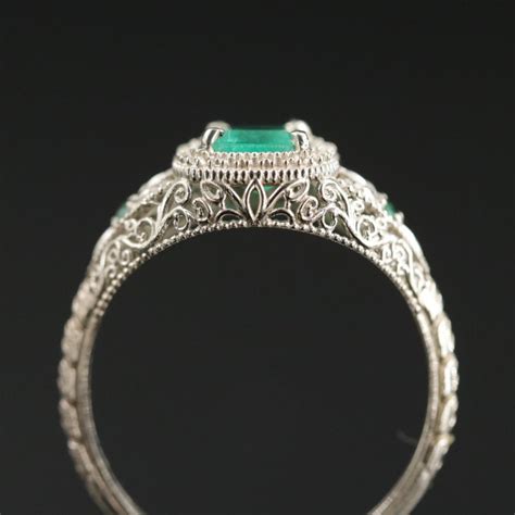 Customizable Antique Emerald Engagement Ring Natural Emerald Wedding