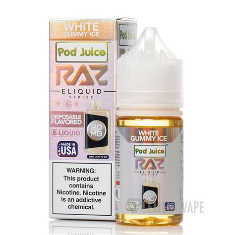 White Gummy Ice Pod Juice Salts X Raz E Liquid 30ml 10 99