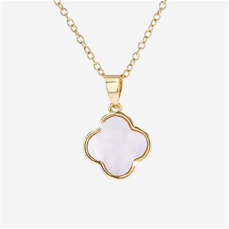 Gold Tone Mother Of Pearl 4 Leaf Clover Necklace Warren James