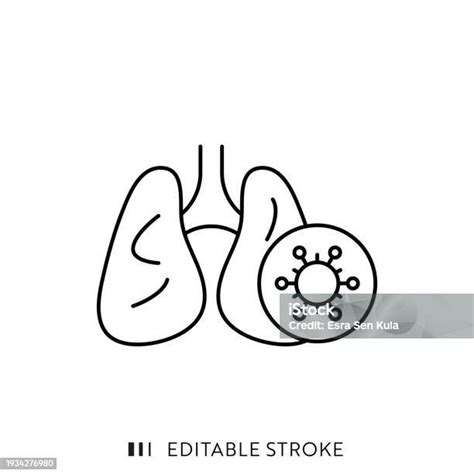 편집 가능한 스트로크가 있는 폐렴 라인 아이콘 디자인 인포그래픽 웹 페이지 모바일 앱 Ui Ux 및 Gui 디자인에 적합합니다