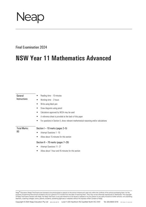 Hsc Mathematics Advanced Year 11