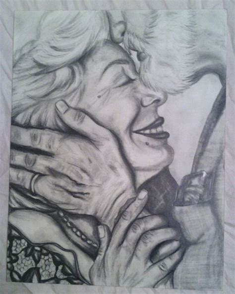 True Love Romantic Old Couple Graphite Drawing On Etsy 2500 Old