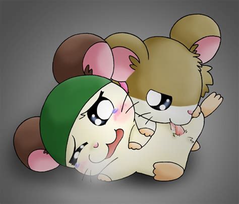Rule 34 Blush Cappy Hamtaro Chesnut Artist Furry Grey Background Hamster Hamtaro Series