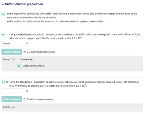 Solved Buffer Solutions Preparation In This Experiment You