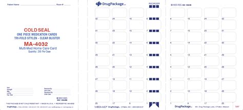 Ma 4032 2b Synmed Medication Blister Card Monthly