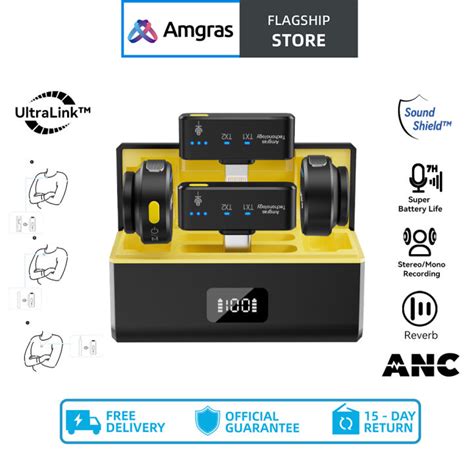 Amgras Soundmeta V Ultra Button Type Wireless Lavalier Microphone With Active Noise Cancelling