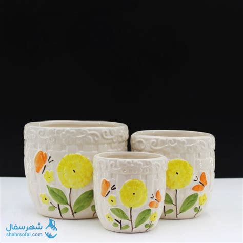 مشخصات، قیمت و خرید گلدان سرامیکی گل و پروانه شهر سفال