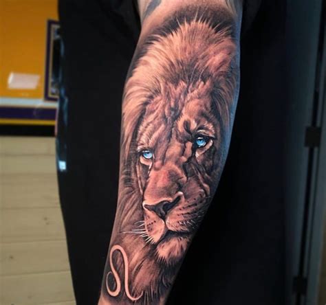 Realistic Lion Chest Tattoo