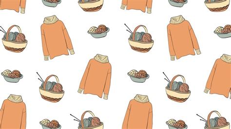 Premium Vector Seamless Pattern With The Image Of A Knitted Sweater And Balls Of Thread Vector