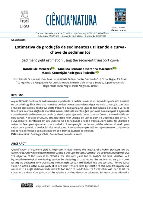 Pdf Sediment Yield Estimation Using The Sediment Transport Curve