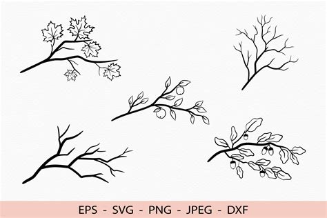 Tree Branch Svg Maple Leaves Cricut Oak Graphic By Greatsvg By Elena Platova · Creative Fabrica