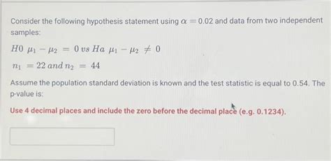 Solved Consider The Following Hypothesis Statement Using