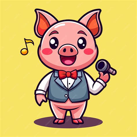 Cerdo Gracioso Dibujado A Mano Mascota Elegante Dibujo De Personajes