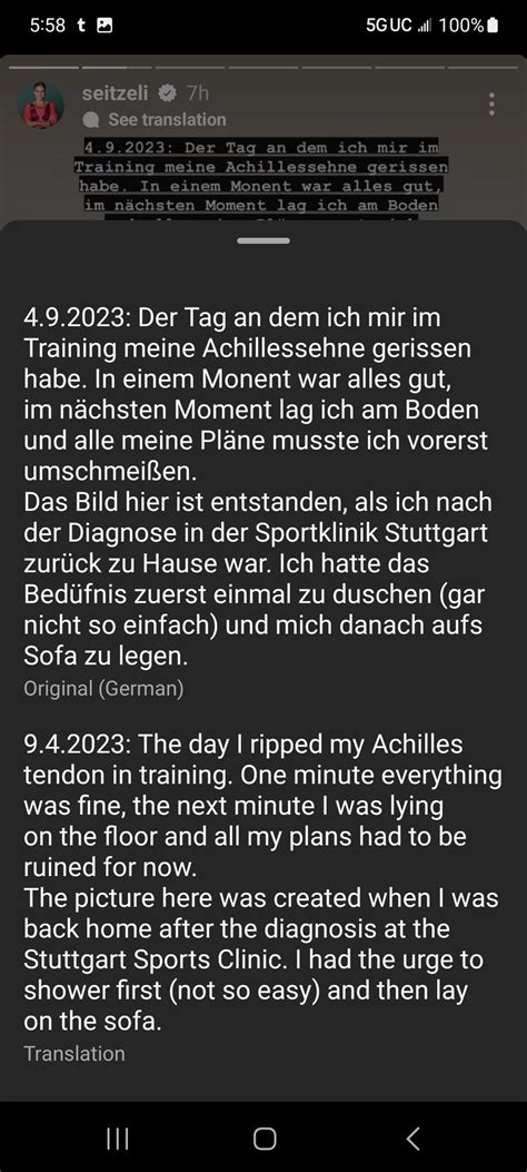 Eli Seitz Enjury Update From Her Instagram Story R Gymnastics