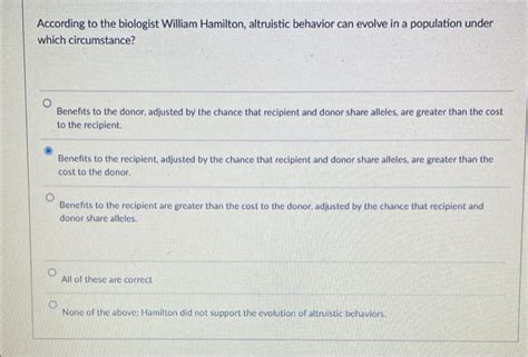 Solved Which Of The Following Do Maynard Smith And Williams