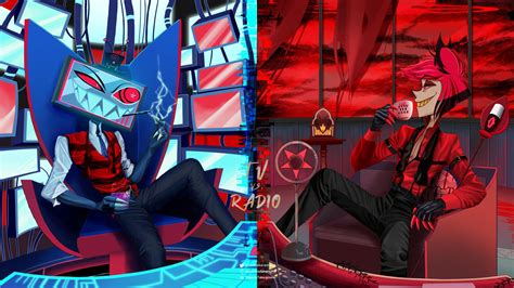 Hazbin Hotel Hd Wallpaper Of Alastor And Vox 2048x1152 Wallpaper Abyss