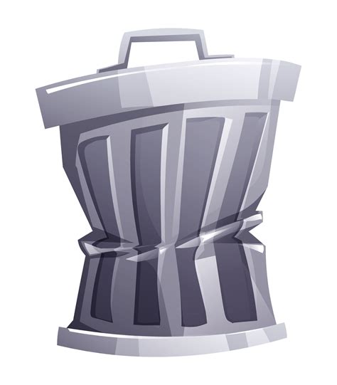 Dented Metal Trash Bin Cartoon Illustration Isolated On White