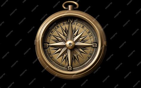 Premium Ai Image Brass Compass On Black Background