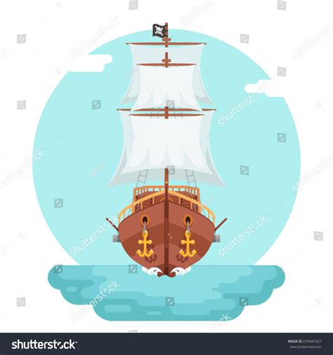 Pirate Ship Front View Drawing